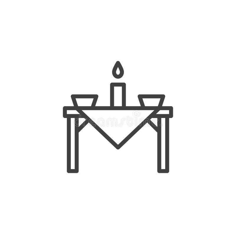 Dinner table outline icon stock vector. Illustration of editable ...