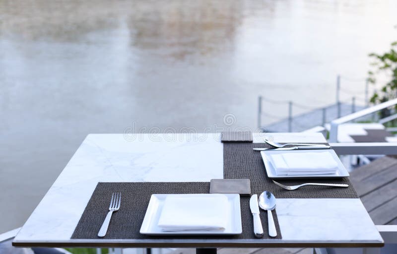 Dinner at Riverside during Sunset Stock Image - Image of evening, love ...