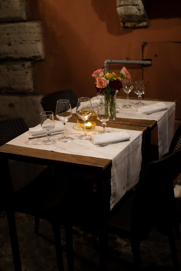 Dinner Table in Rome, Italy Stock Image - Image of town, tableware ...