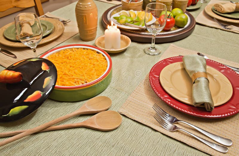 Dinner Table Set for Mexican Food Stock Image - Image of place ...