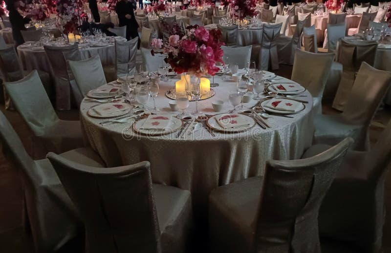 Dinner Table Set in Restaurant Stock Photo - Image of dining, event ...