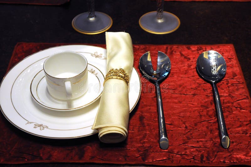 The dinner table setting stock image. Image of fitments - 7579291
