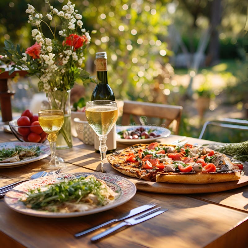 Dinner Table Setting Concept, Celebratory Outdoor Table Setting for a ...