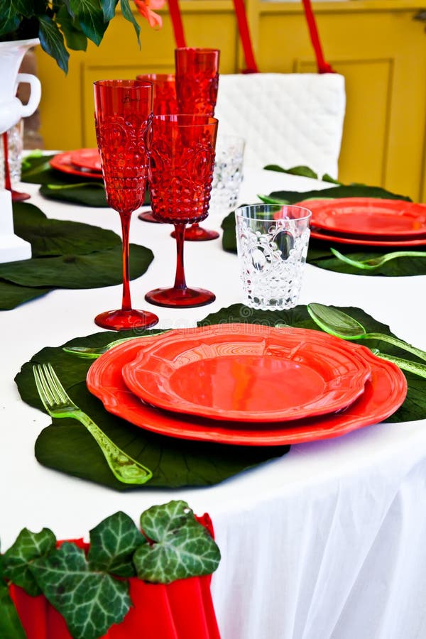 Dinner Table Setup - Italian Style Stock Photo - Image of dinner ...