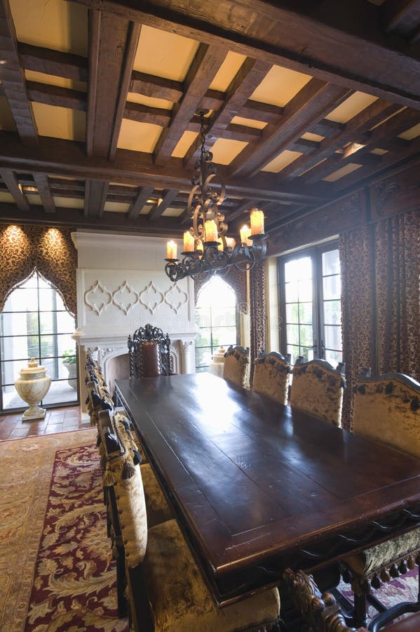 Dinner Table for Ten stock photo. Image of ceiling, indoors - 33908056