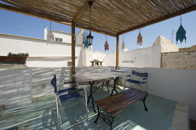 Dinner Table on the Terrace Stock Photo - Image of design, outside ...