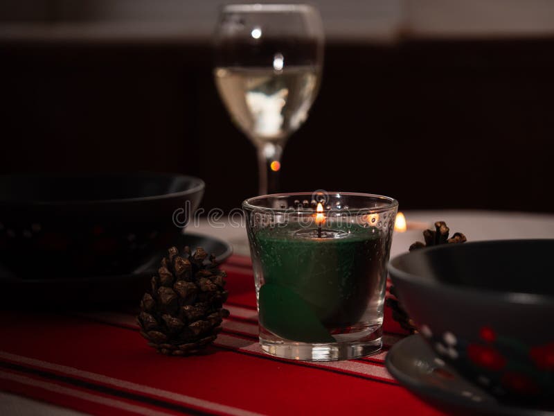 Dinner Table for Two Set with Crockery Stock Image - Image of kitchen ...