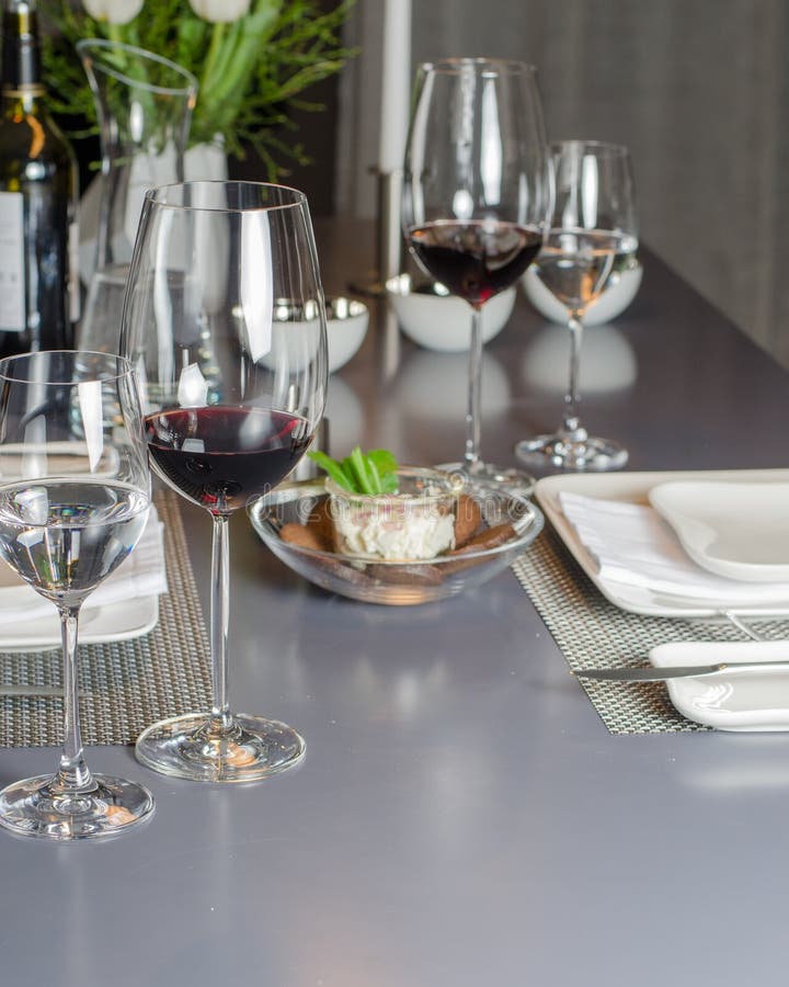 Dinner Table for Two with Starter Stock Photo - Image of dinner, love ...