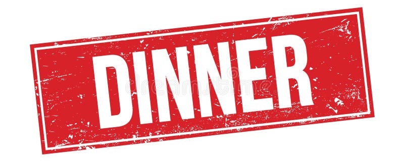 DINNER Text on Red Grungy Rectangle Stamp Stock Illustration ...