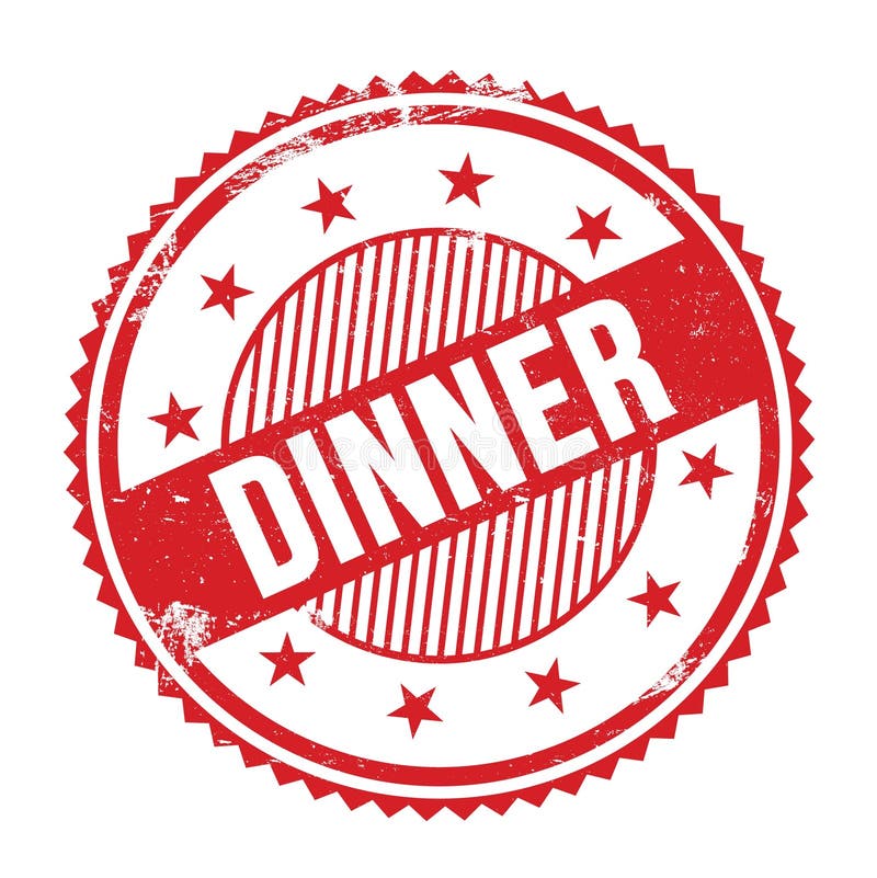 DINNER Text Written on Red Grungy Round Stamp Stock Illustration ...