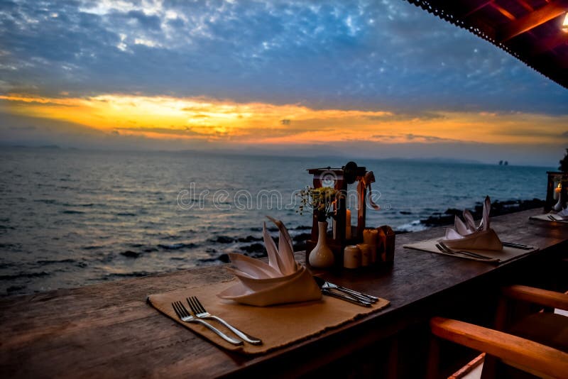 Dinner Time with Beautiful Sunset Stock Image - Image of senset, table ...