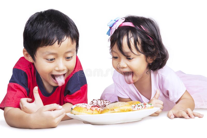 Dinner Time with Brother and Sister Isolated Stock Photo - Image of ...