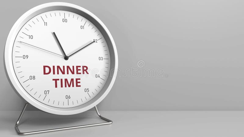 DINNER TIME Caption on the Clock Face. Conceptual 3D Rendering Stock ...