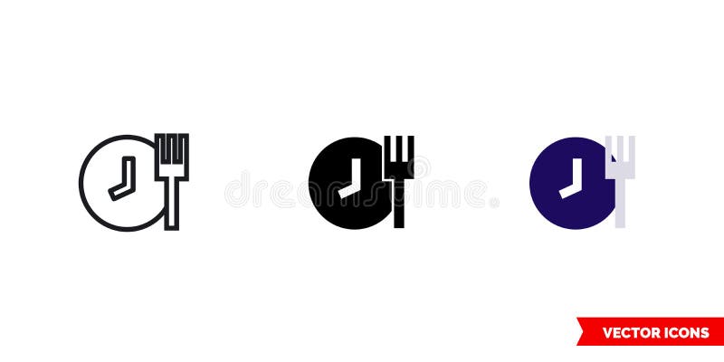 Dinner Time Icon of 3 Types Color, Black and White, Outline. Isolated ...