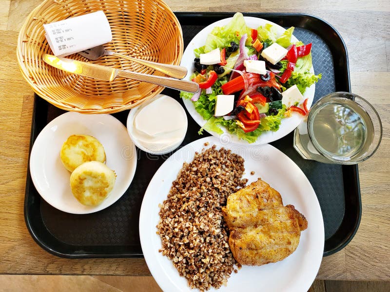 Dinner Tray in the Dining Room Stock Photo - Image of cuisine, compote ...