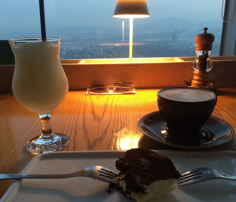 Dinner with a view stock photo. Image of cake, choice - 78485824