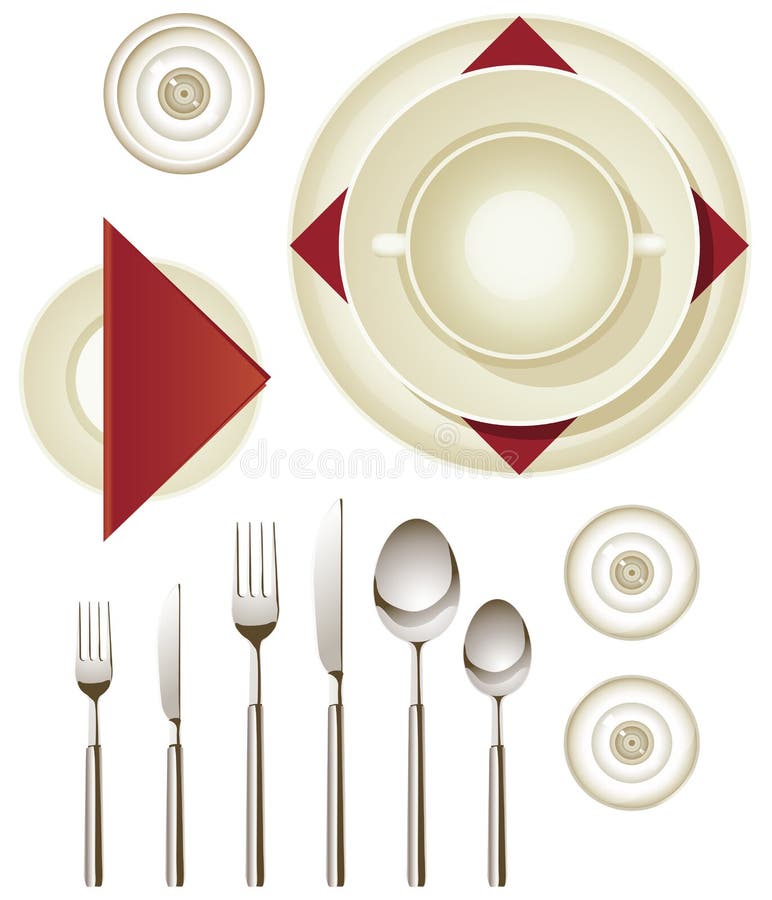 Classic Dinnerware in the Restaurant Stock Illustration - Illustration ...