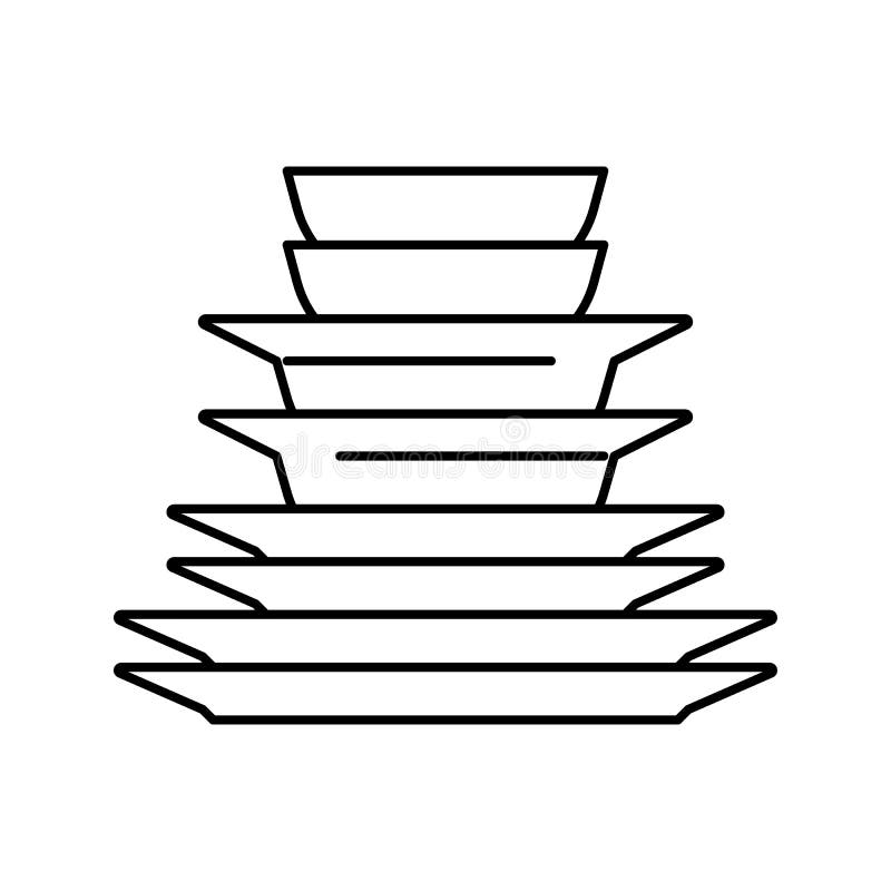 Dinnerware Plates Line Icon Vector Illustration Stock Vector ...