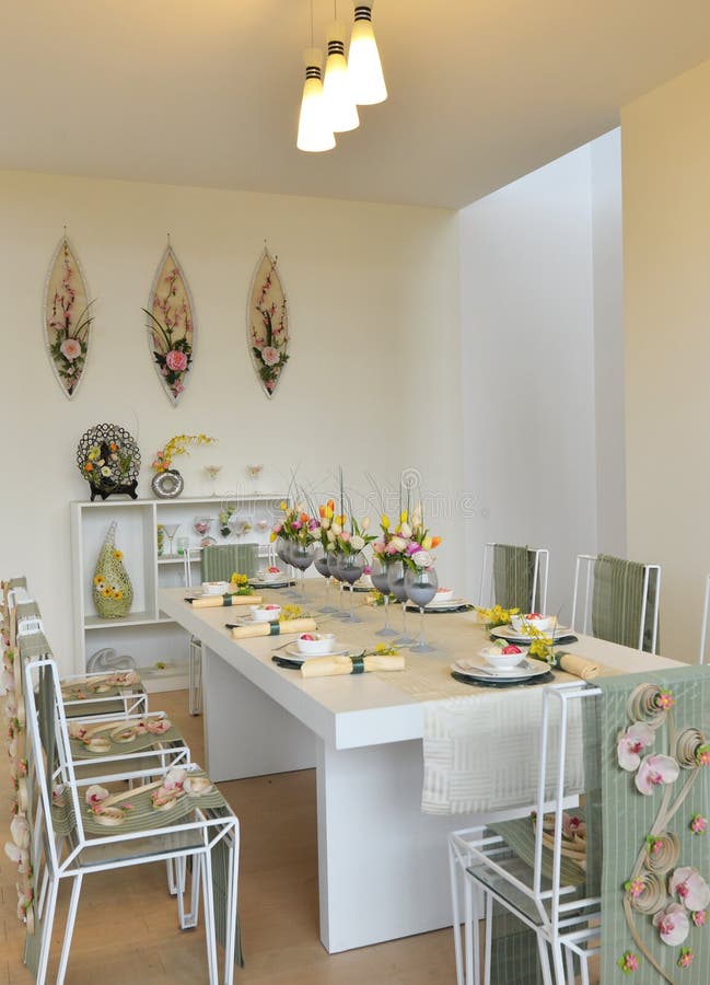 Dinning Room Decoration Pattern with Dinner Table Stock Image - Image ...