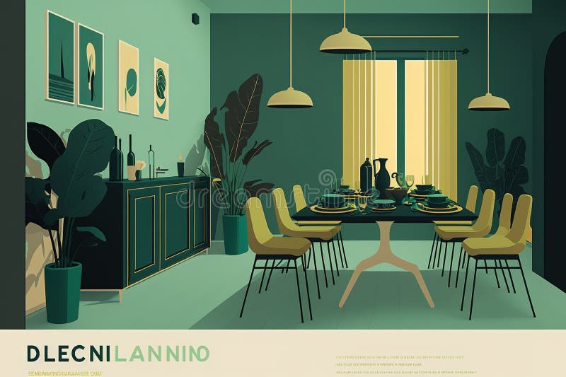 Dinning Room Interior Home Architecture, Interior Vector Illustration ...