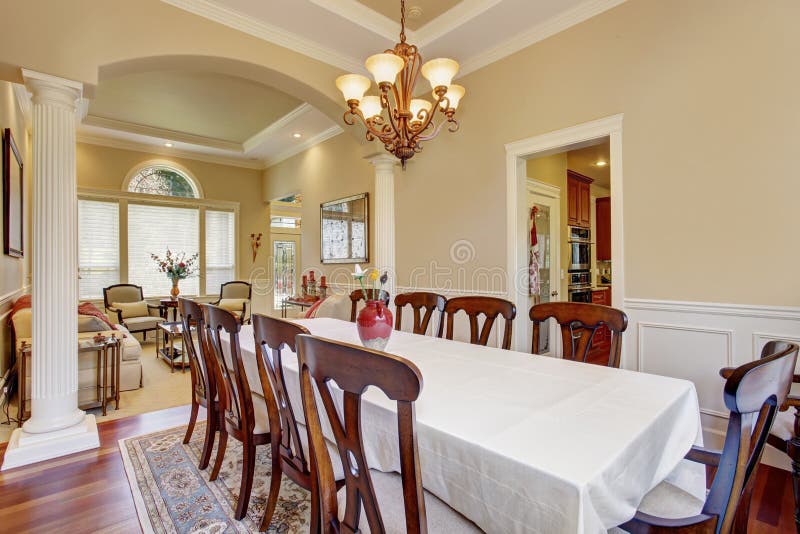 Dinning Room with Large Table and Lots of Chairs. Stock Photo - Image ...