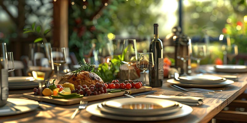 Dinning Table Full of Dishes Background - Ai Generated Stock ...