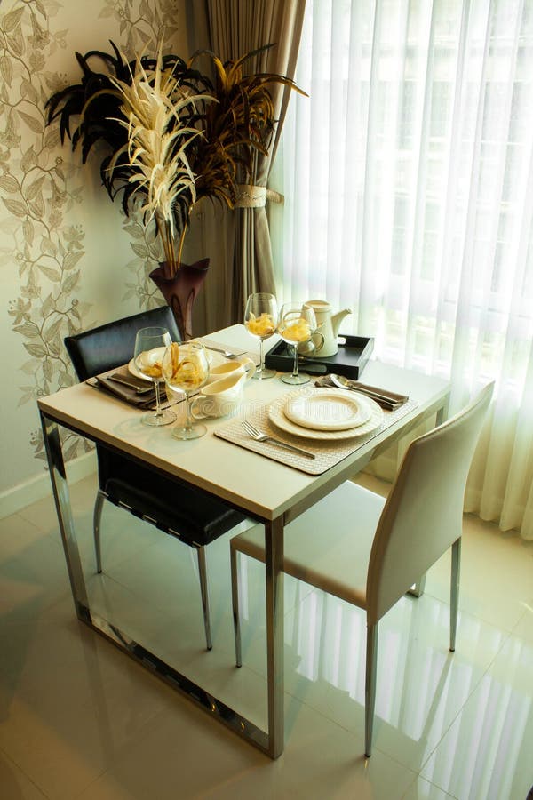 Dinning Table or a Table for the Couple Stock Image - Image of flowers ...