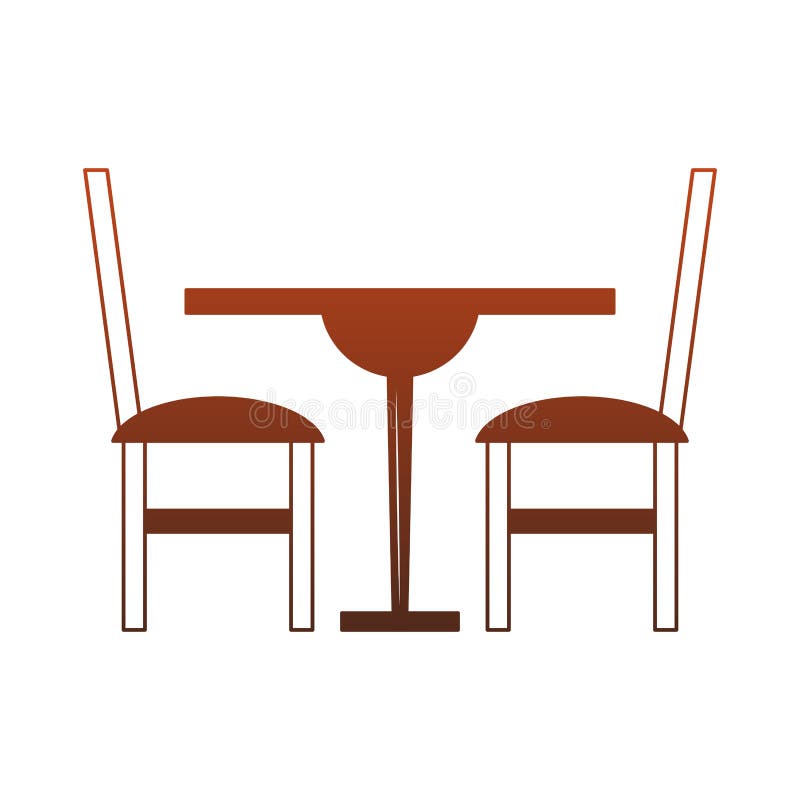 Dinning Wooden Table and Chairs Red Lines Stock Vector - Illustration ...