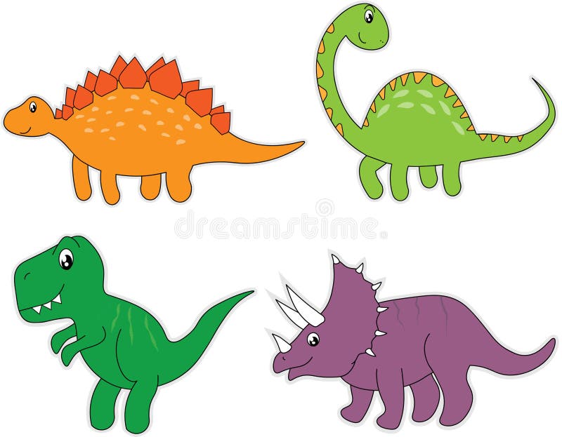 Dinosaur Cartoon Collection - Vector Set of Different Types of ...