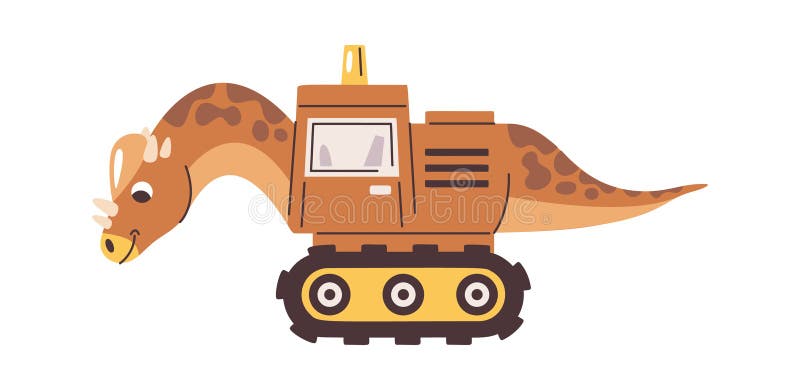 Dino Construction Machinery Hand Drawn Stock Vector - Illustration of ...