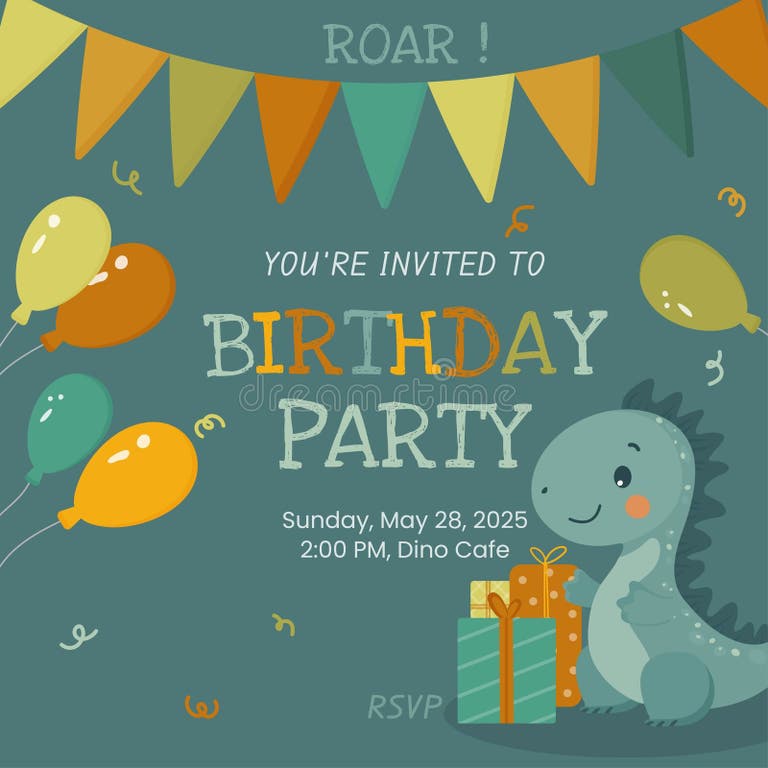 Dinosaur Vector Birthday Party Invitation Stock Illustrations – 1,309 ...