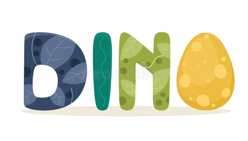 Dino Lettering. Text with Leaf Ornament. Children`s Inscription. Vector ...