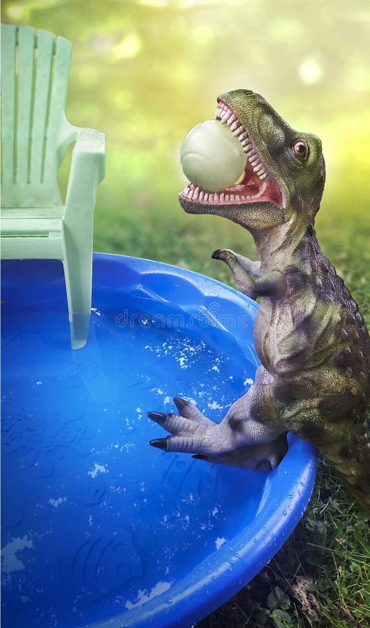 Dino Pool Party stock photo. Image of silly, funny, ball - 125934270