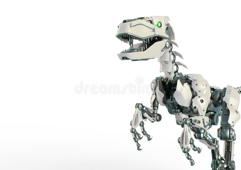 Dino Raptor Robot is Running Close Up Stock Illustration - Illustration ...