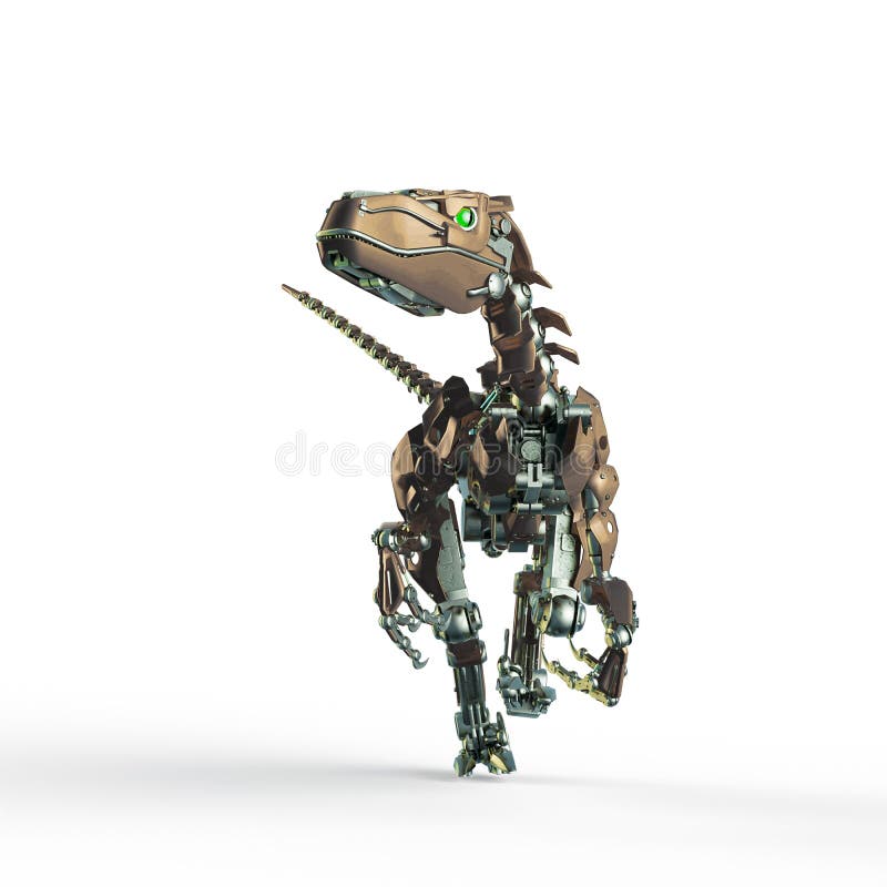 Dino Raptor Robot is Jumping Stock Illustration - Illustration of ...