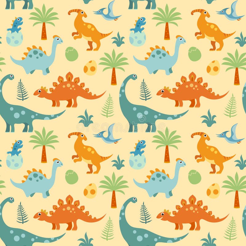 Dino seamless pattern stock vector. Illustration of stegosaurus - 252788331