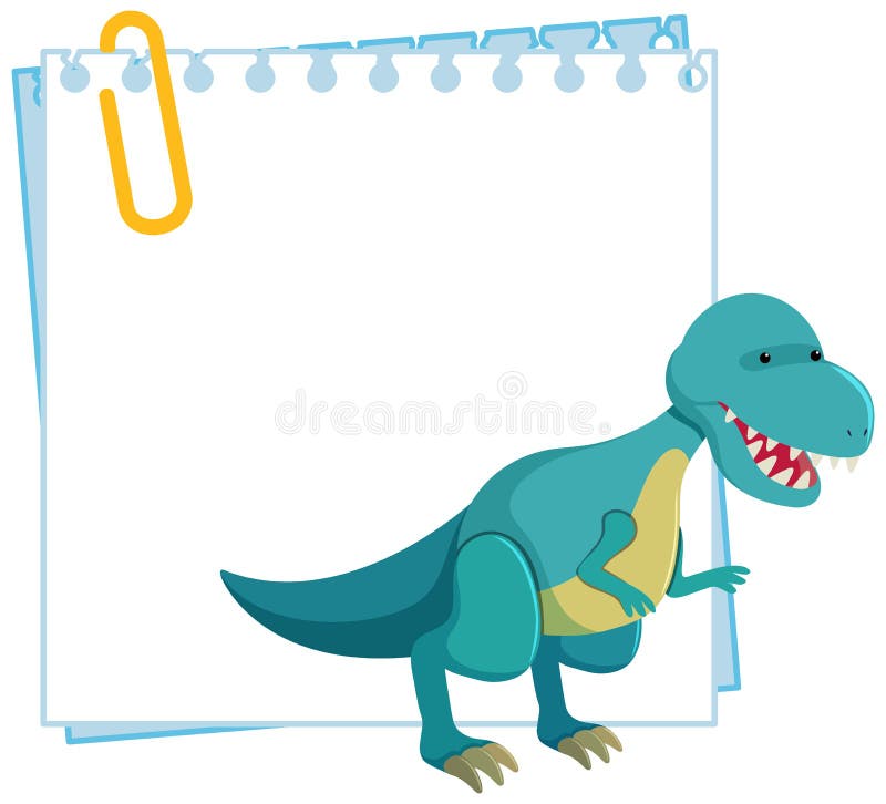 A Dinosaur on Note Template Stock Vector - Illustration of blank ...