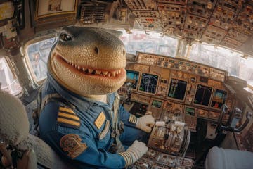 Dinosaur Airplane Pilot Inside Cockpit Stock Illustration ...