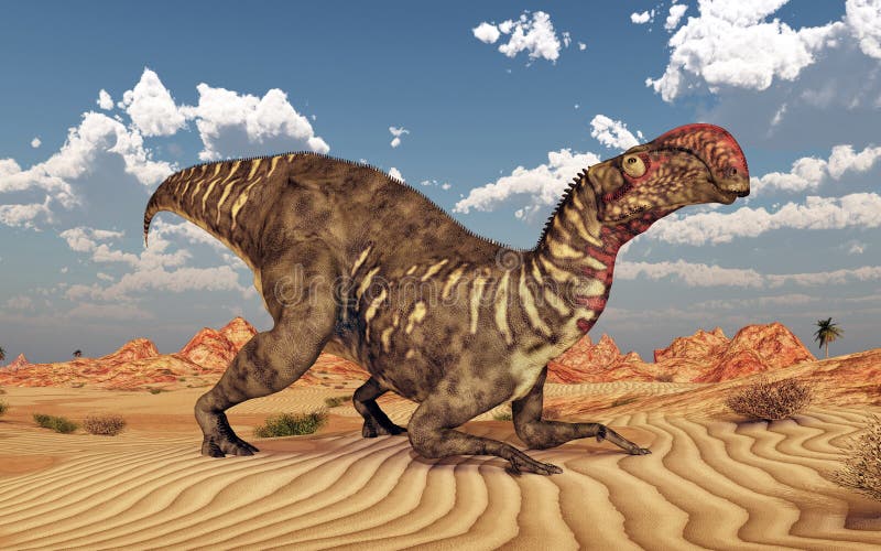 Dinosaur Altirhinus in a Desert Landscape Stock Illustration ...