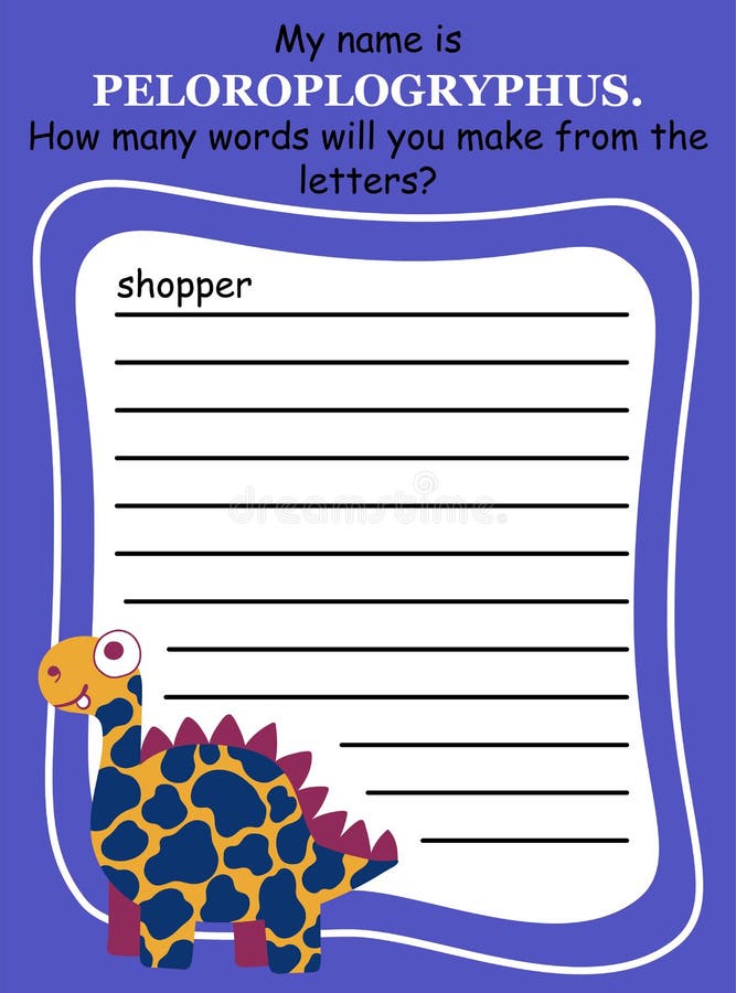 Dinosaur Anagram Game for Kids in English Vector Illustration Stock ...