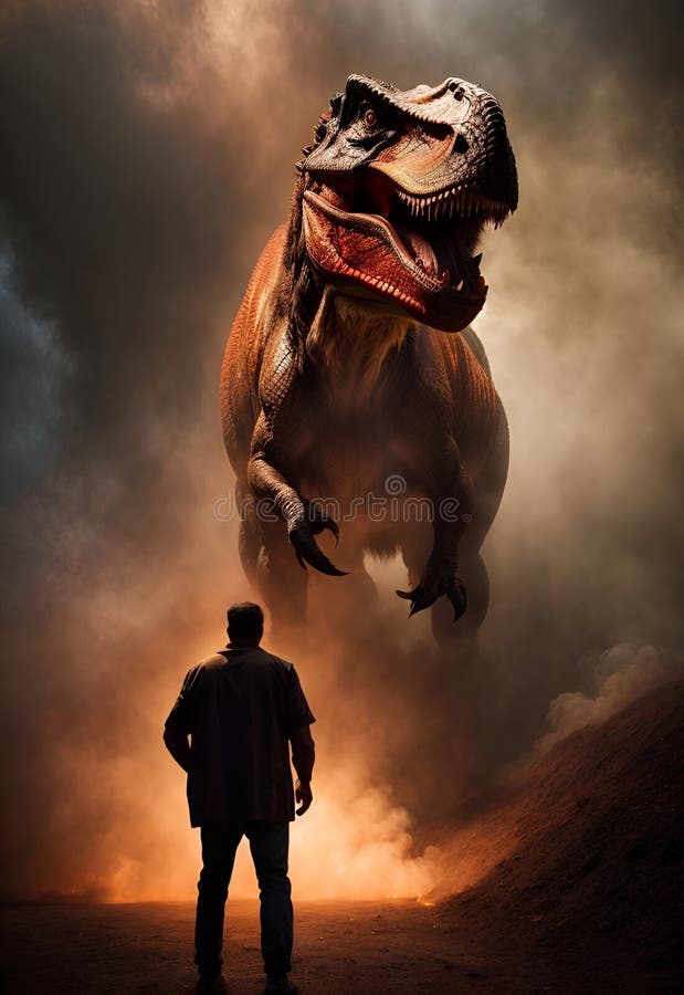 Dinosaur Attacks Man , T-Rex,Dinosaur Attack , Man Vs T-Rex Stock ...