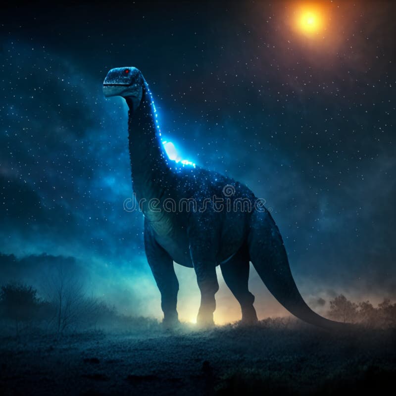 Dinosaur in the Night Sky. 3d Rendering, 3d Illustration Stock ...
