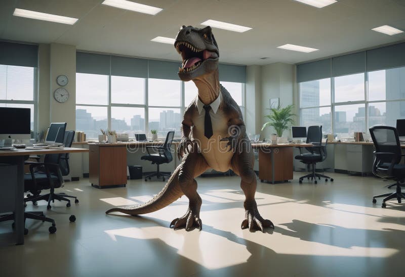 Dinosaur in the Boardroom stock illustration. Illustration of office ...