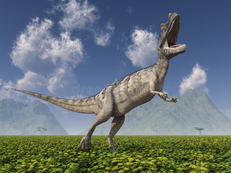Dinosaur Ceratosaurus in a Landscape Stock Illustration - Illustration ...