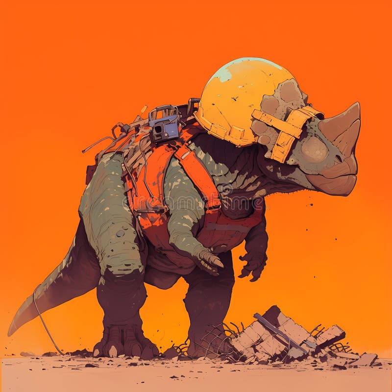 Dinosaur Construction Site Action Stock Illustration - Illustration of ...
