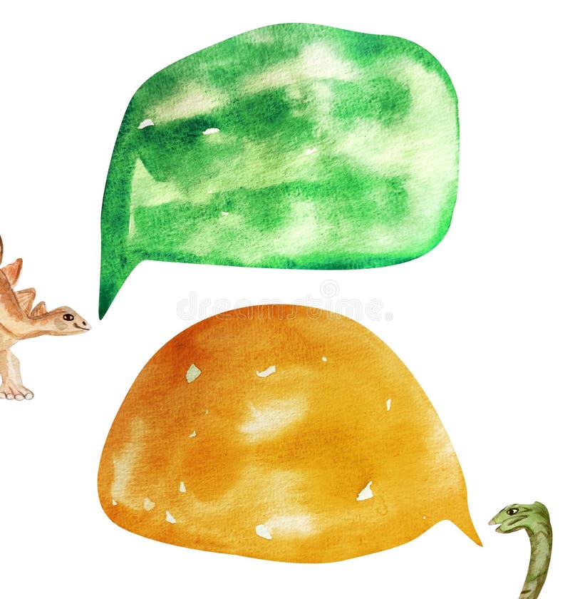 Dinosaur Dialog Spots Watercolor Illustration Stock Illustration ...