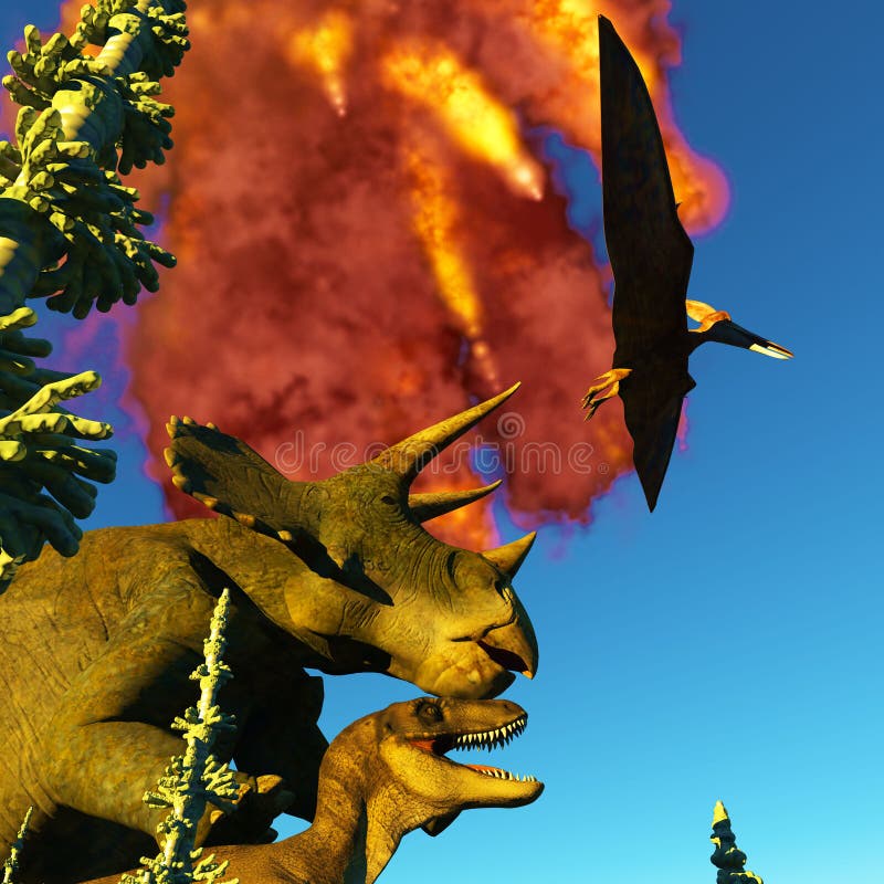 Dinosaur Doomsday 3d Rendering Stock Illustration - Illustration of ...