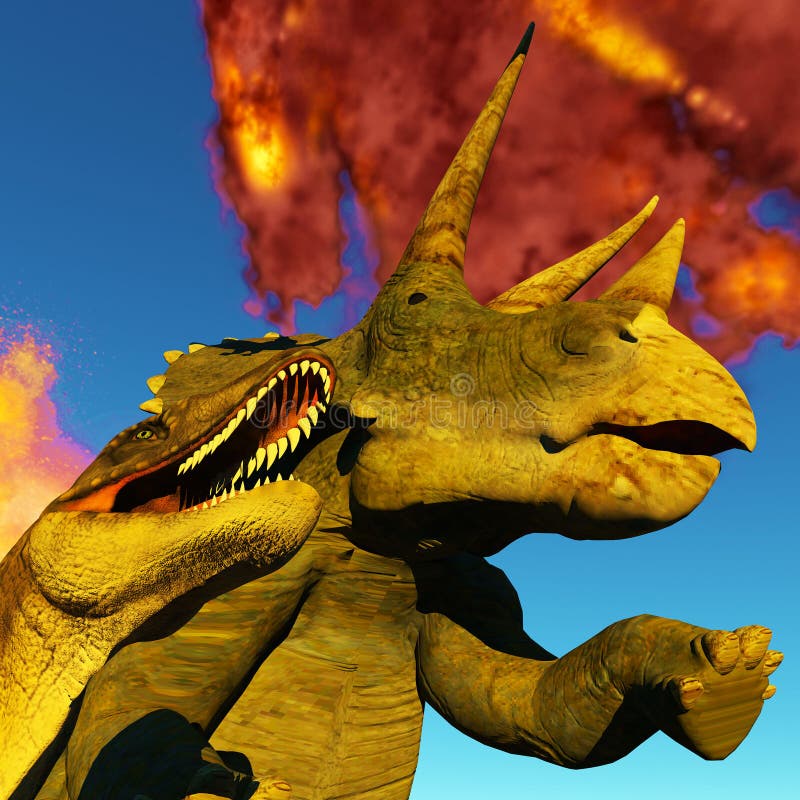 Dinosaur Doomsday 3d Rendering Stock Illustration - Illustration of ...