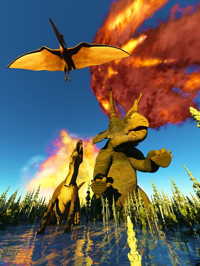 Dinosaur Doomsday 3d Rendering Stock Illustration - Illustration of ...