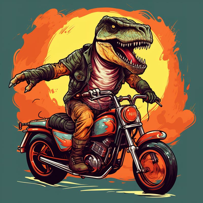 Dinosaur Driving a Motorcycle in the Summer Generative AI Stock ...